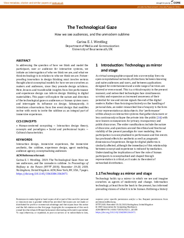 (PDF) The Technological Gaze: How we see audiences, and the unmodern ...