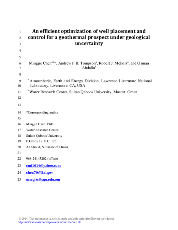 (PDF) An efficient optimization of well placement and control for a ...