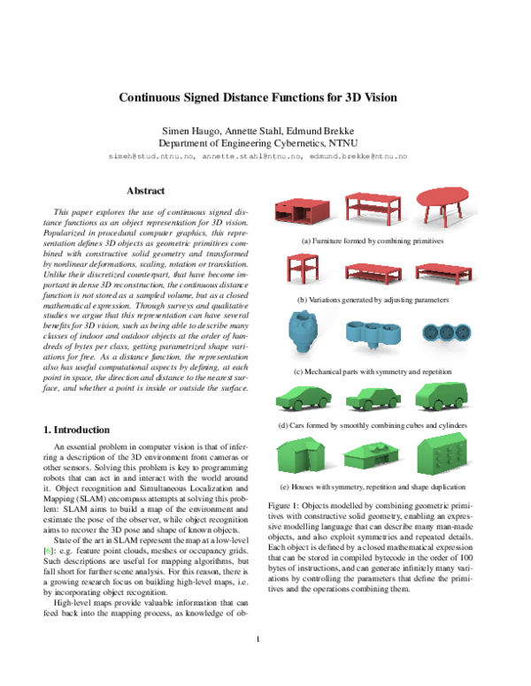 Pdf Continuous Signed Distance Functions For 3d Vision