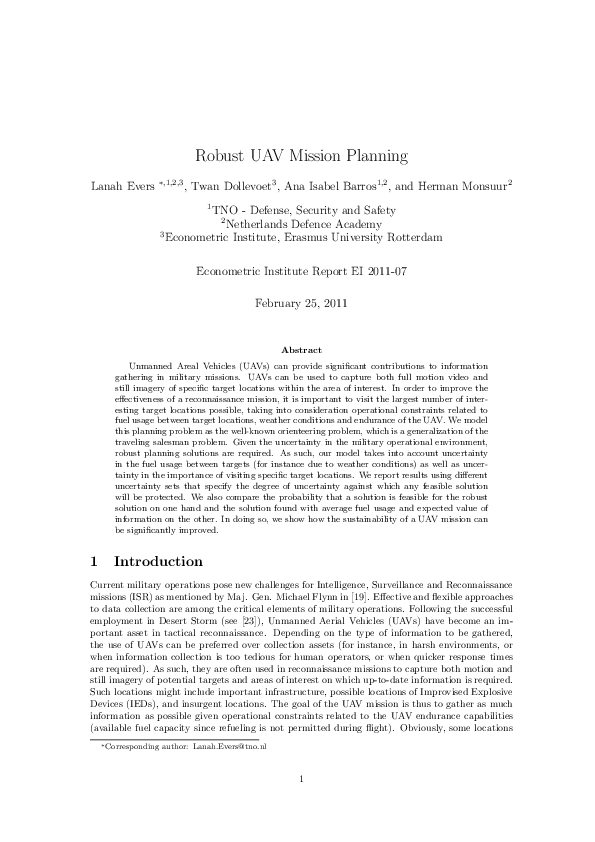 (PDF) Robust UAV mission planning