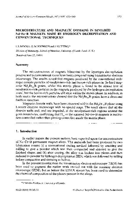 (PDF) Microstructure and magnetic domains in sintered Nd Fe B magnets ...