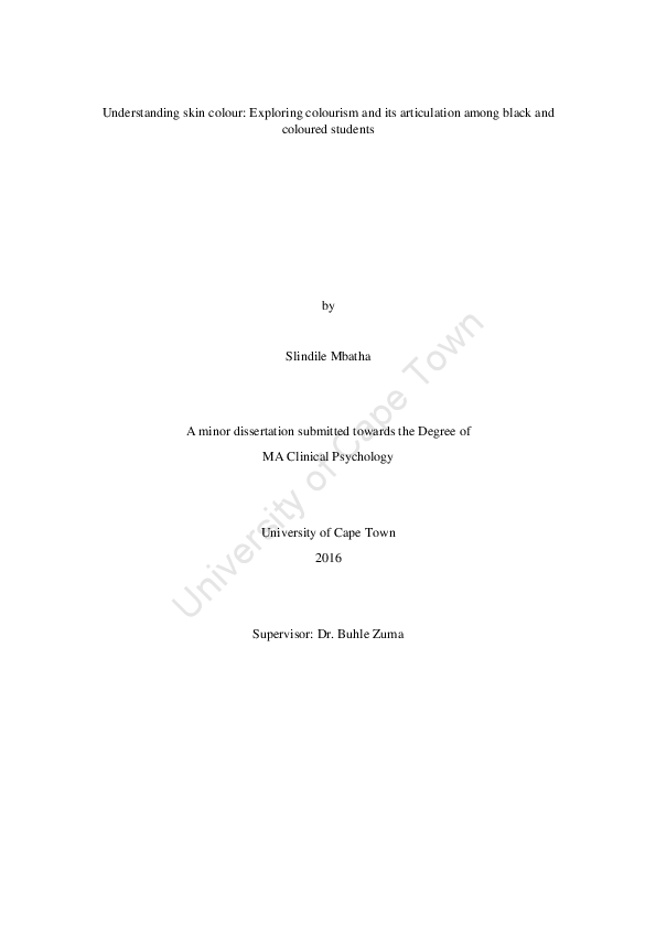 (PDF) Understanding skin colour: Exploring colourism and its ...