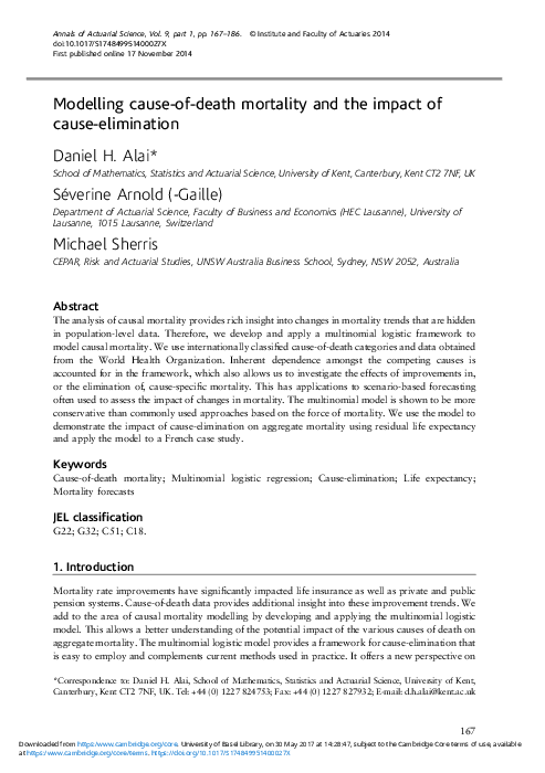 (PDF) Modelling Cause-of-Death Mortality and the Impact of Cause-Elimination