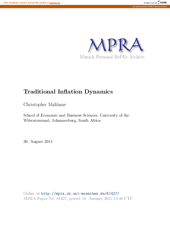 (PDF) Traditional Inflation Dynamics