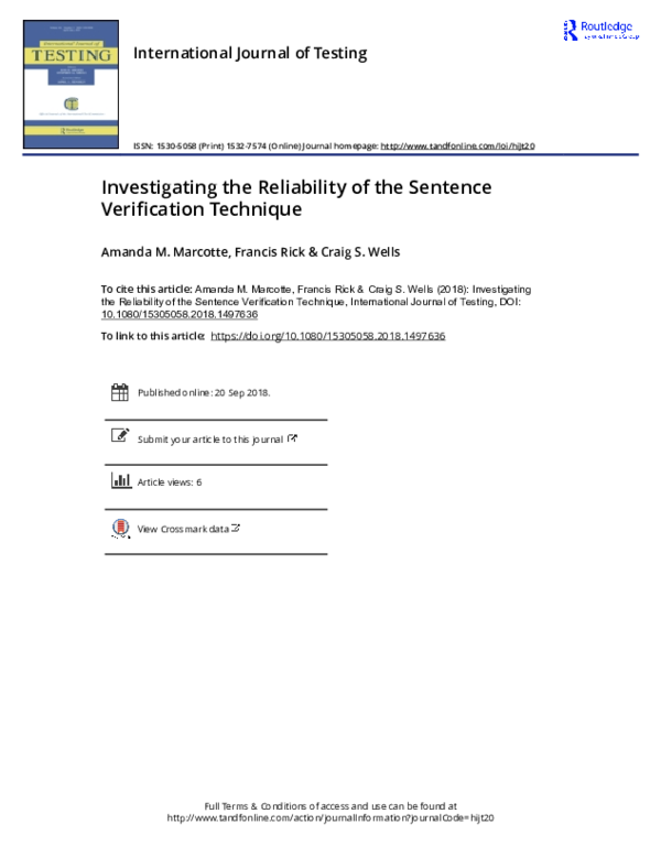 (PDF) Investigating the Reliability of the Sentence Verification Technique