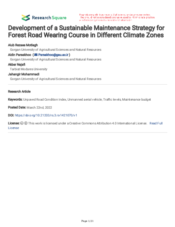 (PDF) Development of a Sustainable Maintenance Strategy for Forest Road ...