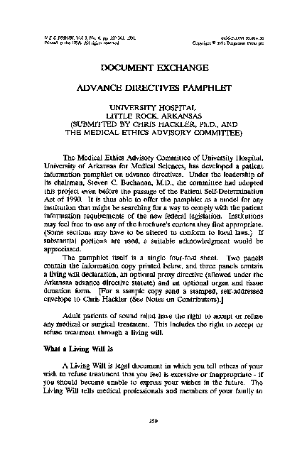 (PDF) Document exchange advance directives pamphlet | Chris Hackler ...