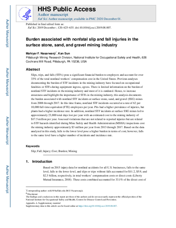 (PDF) Burden associated with nonfatal slip and fall injuries in the ...