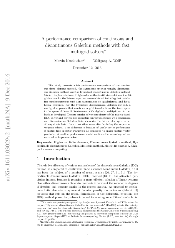 Pdf A Performance Comparison Of Continuous And Discontinuous Finite Element Shallow Water Models