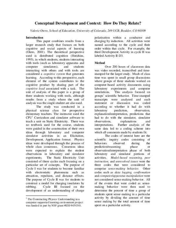 (PDF) Conceptual Development and Context: How Do They Relate?