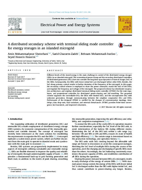 (PDF) A distributed secondary scheme with terminal sliding mode controller for energy storages ...