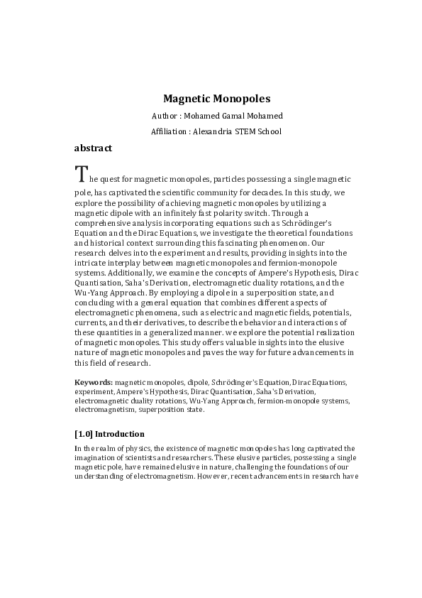 (PDF) Magnetic Monopoles : a quantum approach