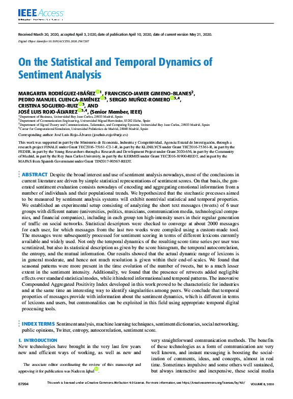 (PDF) On the Statistical and Temporal Dynamics of Sentiment Analysis