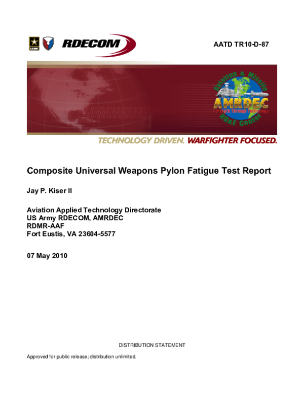 (PDF) Composite Universal Weapons Pylon Fatigue Test Report | Wade ...