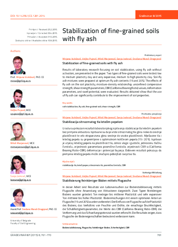 (PDF) Stabilization of fine-grained soils with fly ash
