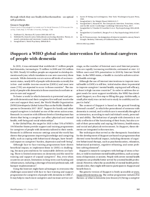 (PDF) iSupport: a WHO global online intervention for informal ...