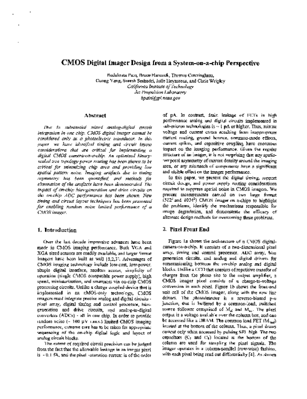 (PDF) CMOS digital imager design from a system-on-a-chip perspective