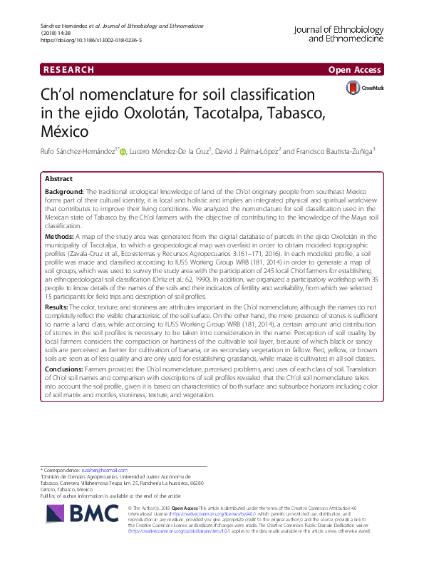 (PDF) Ch’ol nomenclature for soil classification in the ejido Oxolotán ...