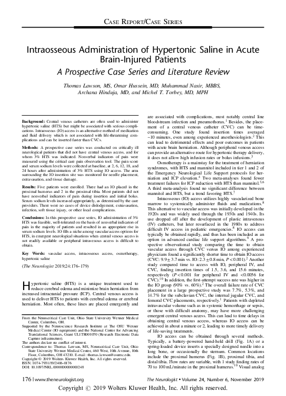 (PDF) Intraosseous Administration of Hypertonic Saline in Acute Brain ...