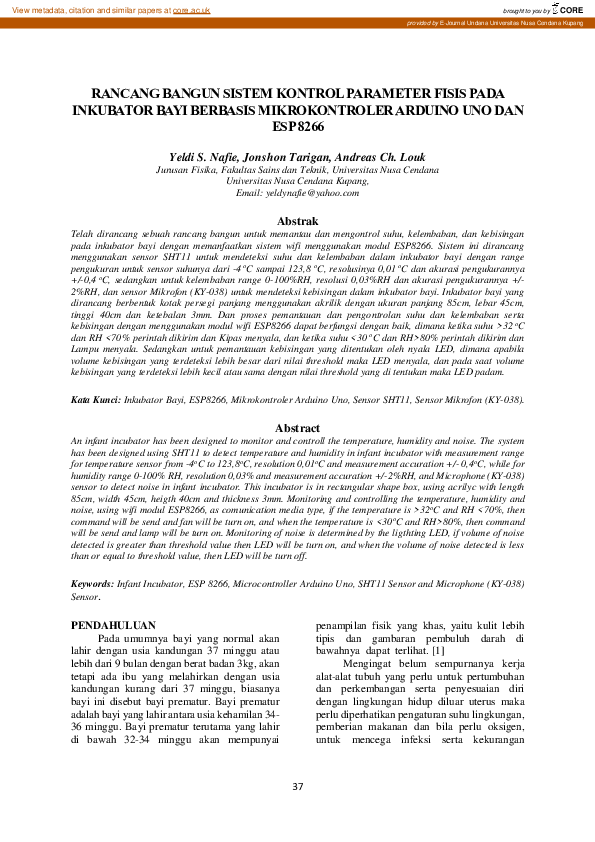 (PDF) Rancang Bangun Sistem Kontrol Parameter Fisis Pada Inkubator Bayi Berbasis Mikrokontroler ...