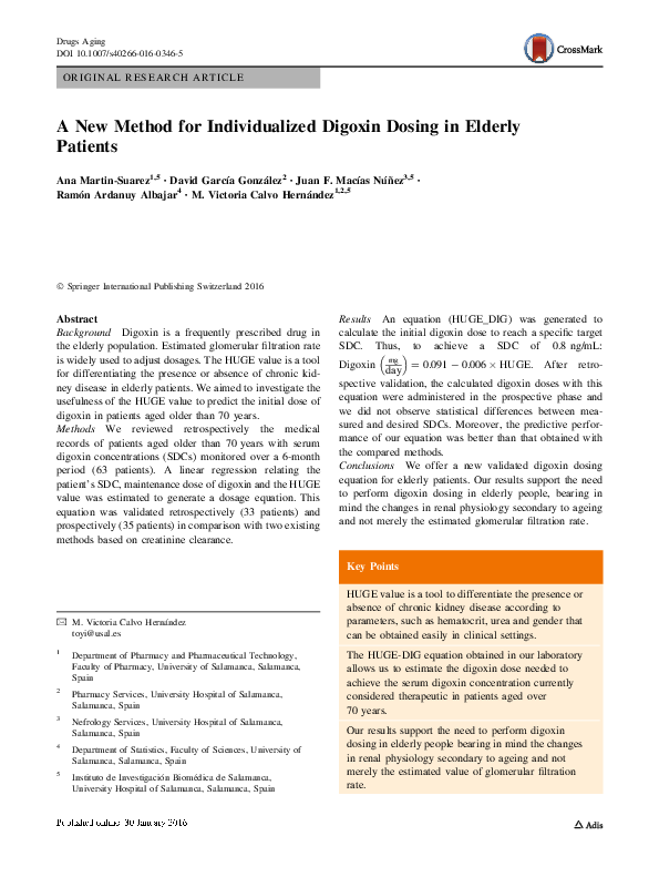 (PDF) A New Method for Individualized Digoxin Dosing in Elderly Patients