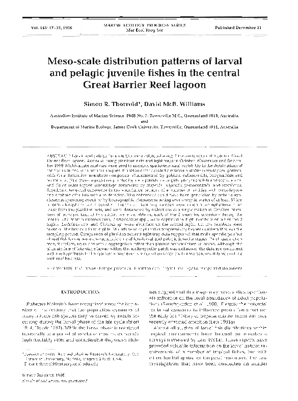 (PDF) Meso-scale distribution patterns of larval and pelagic juvenile fishes in the central ...