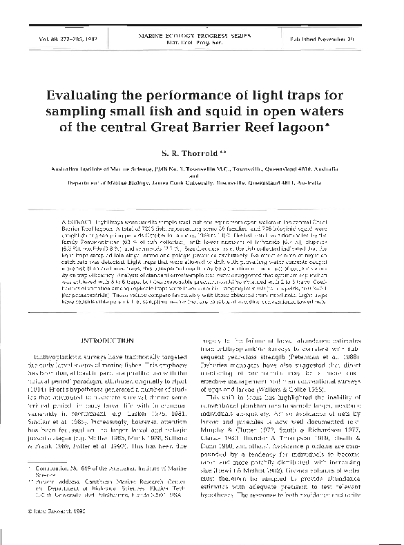 (PDF) Evaluating the performance of light traps for sampling small fish ...