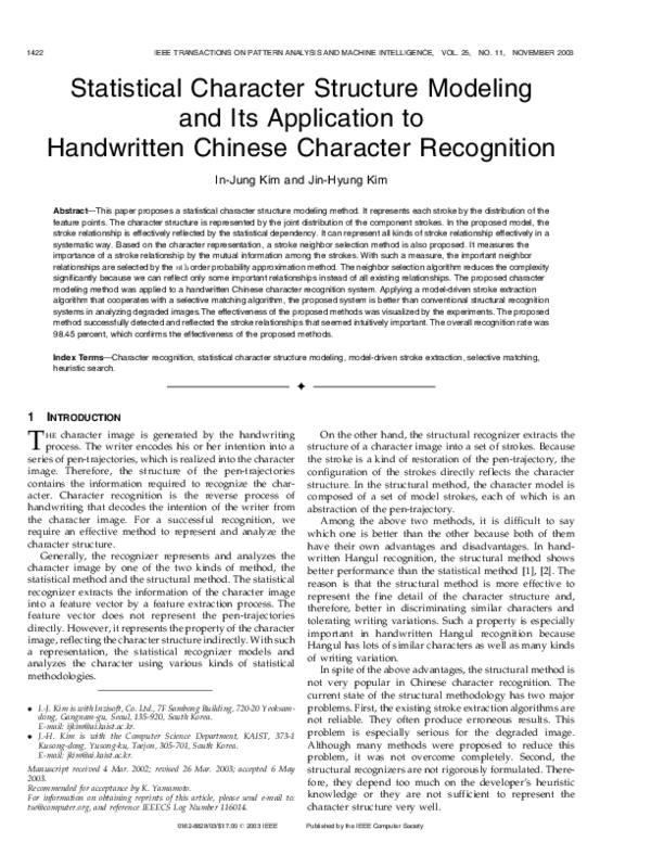 (PDF) Statistical character structure modeling and its application to ...