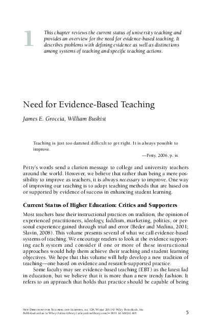 (PDF) Need for evidence-based teaching