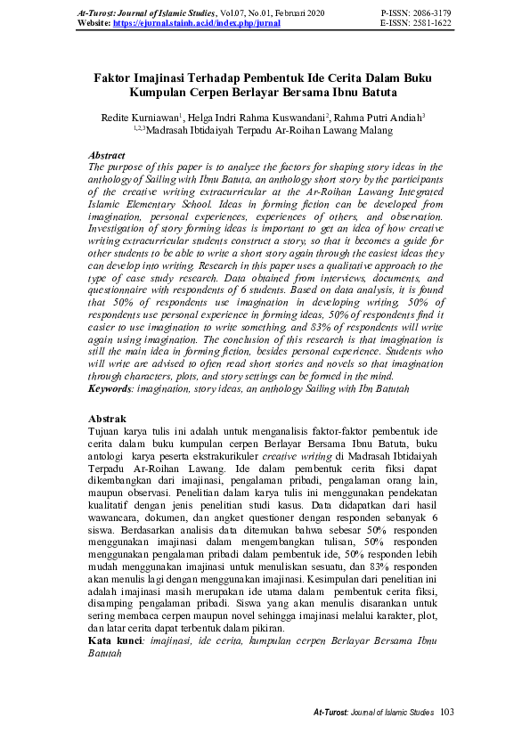 (PDF) Faktor Imajinasi Terhadap Pembentuk Ide Cerita Dalam Buku ...