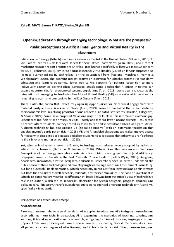 (PDF) Opening education through emerging technology: What are the ...