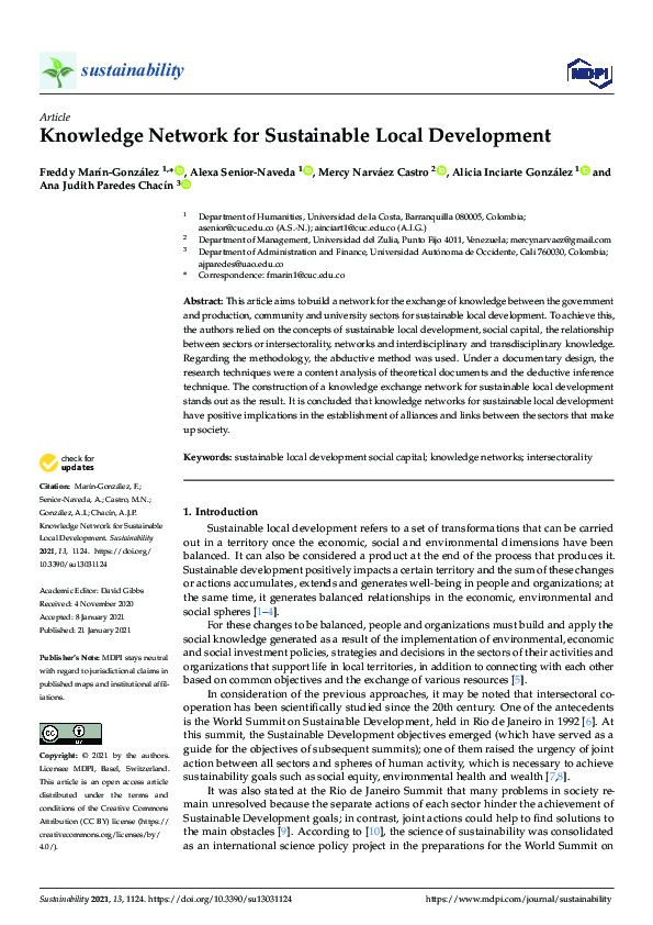 (PDF) Knowledge Network for Sustainable Local Development | Alexa Senior-Naveda - Academia.edu