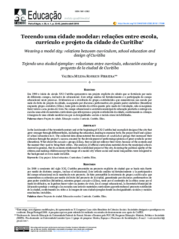 (PDF) Tecendo uma cidade modelar: relações entre escola, currículo e ...