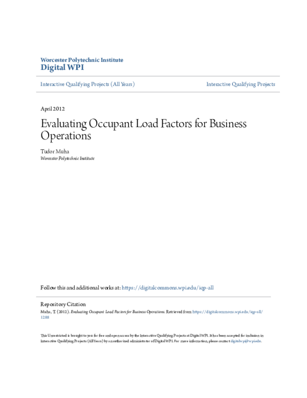(PDF) Evaluating Occupant Load Factors for Business Operations