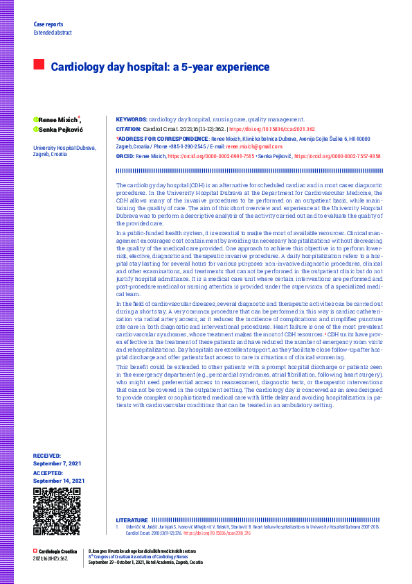 (PDF) Cardiology day hospital: a 5-year experience