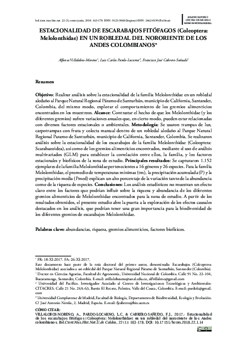 (PDF) Estacionalidad de escarabajos fitófagos (Coleoptera ...