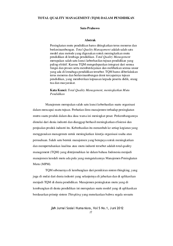 (PDF) Total Quality Management (TQM) Dalam Pendidikan