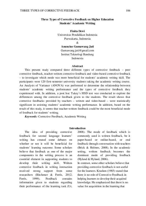 (PDF) The Effect of Three Different Types of Corrective Feedback on ...