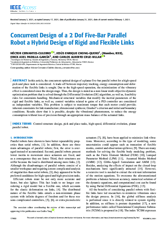 (PDF) Concurrent Design of a 2 Dof Five-Bar Parallel Robot a Hybrid Design of Rigid and Flexible ...