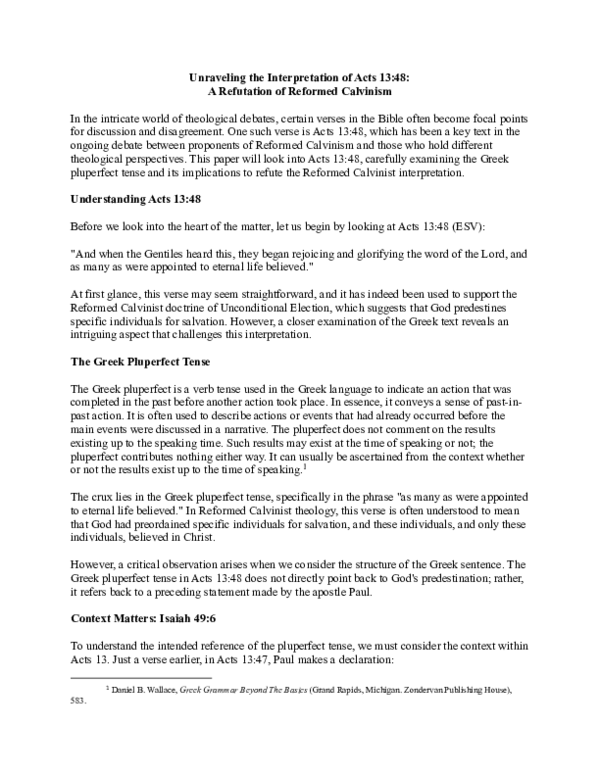 (PDF) Unraveling the Interpretation of Acts 13:48: A Refutation of ...