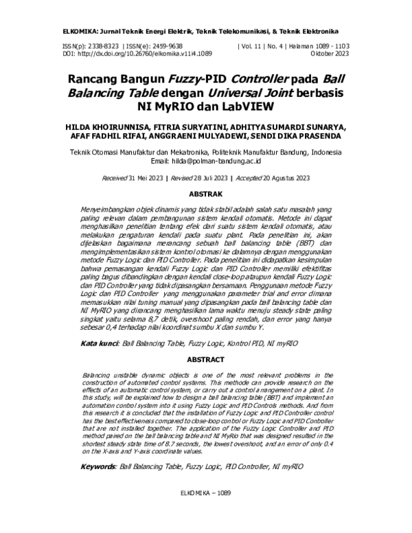 (PDF) Rancang Bangun Fuzzy-PID Controller pada Ball Balancing Table ...