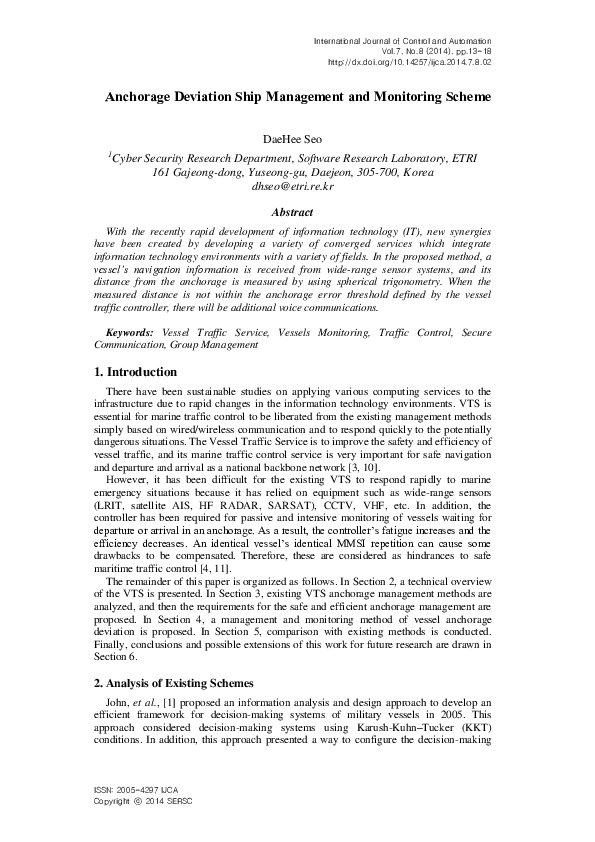 (PDF) Smart Ship Monitoring for Anchorage Accuracy