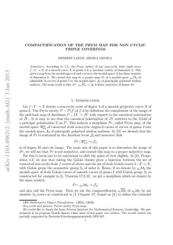 (PDF) Prym Map Compactification for Non-Cyclic Triple Covers