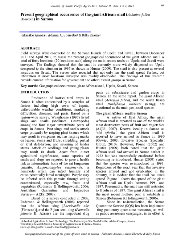 (PDF) Present geographical occurrence of the giant African snail ...
