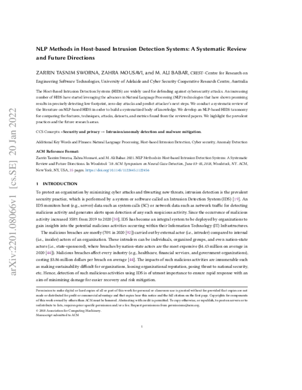 (PDF) NLP Methods in Host-based Intrusion Detection Systems: A Systematic Review and Future ...
