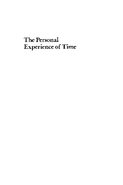 (PDF) The Personal Experience of Time