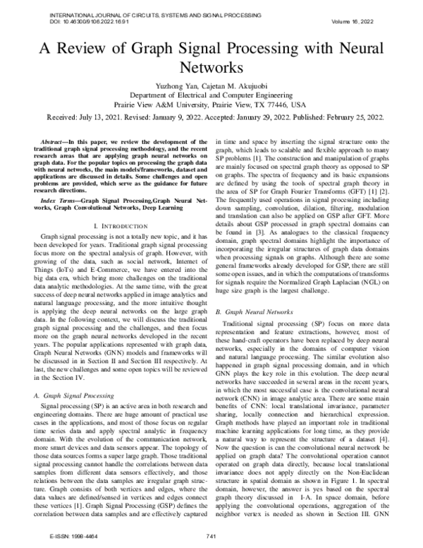 (PDF) A Review of Graph Signal Processing with Neural Networks