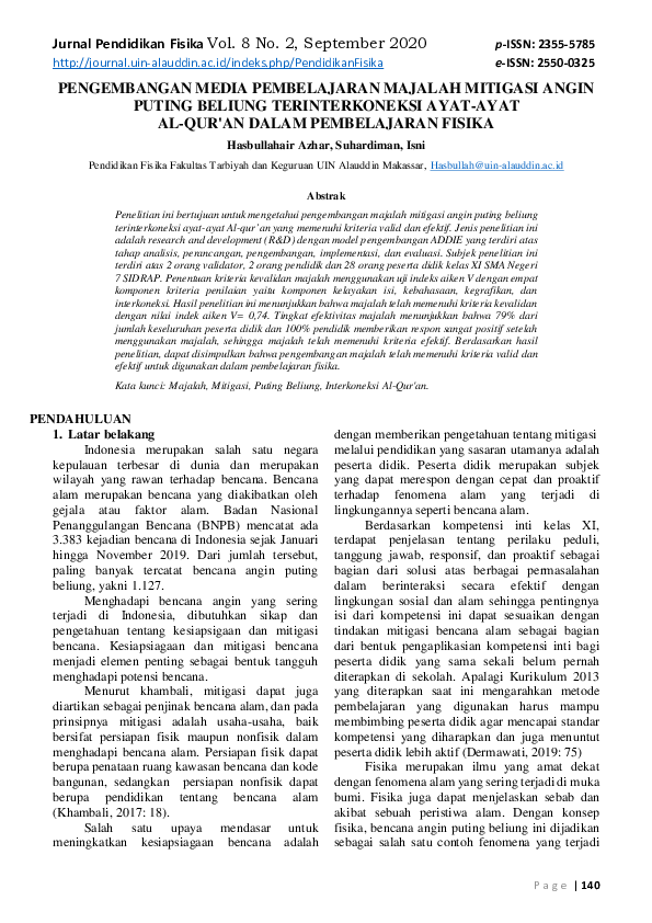 (PDF) Pengembangan Media Pembelajaran Majalah Mitigasi Angin Puting Beliung Terinterkoneksi Ayat ...