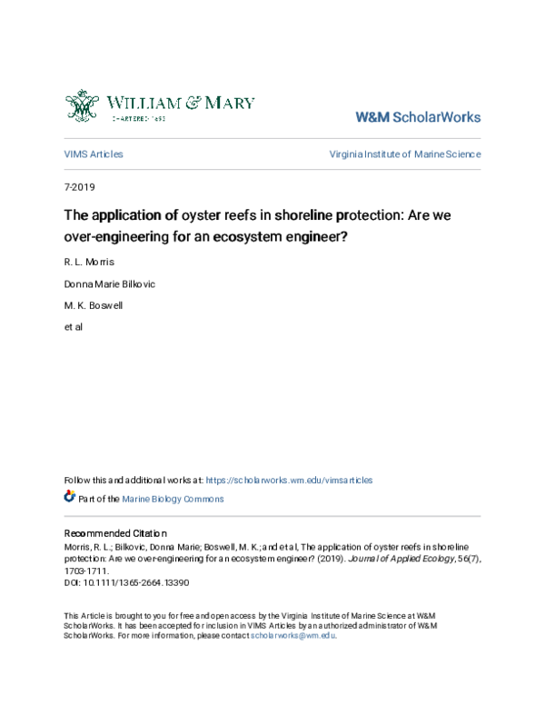 (PDF) The application of oyster reefs in shoreline protection: Are we ...