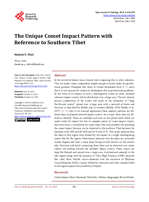 (PDF) The Unique Comet Impact Pattern with Reference to Southern Tibet